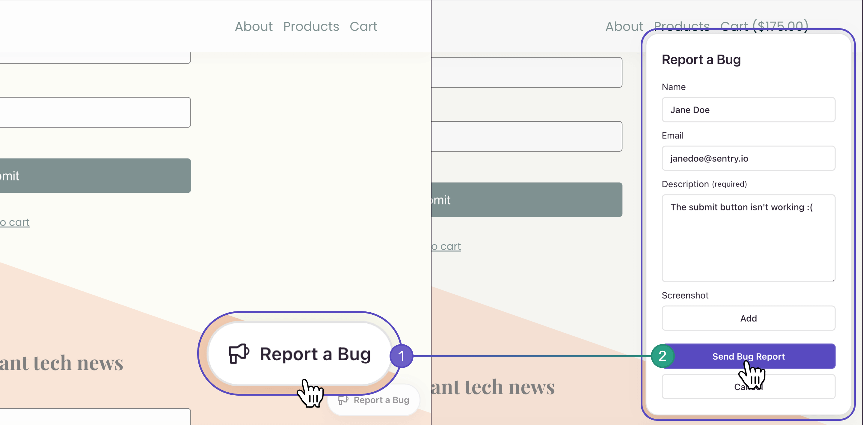 Set Up User Feedback | Sentry for Bun